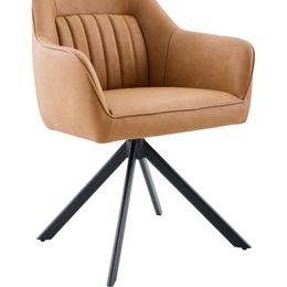 Hela Armlehnstuhl &raquo;POLINA&laquo; () 1 Stk.4-Fu&szlig;, 360&deg; drehbar, Ovalrohrgestell, Armlehnen, Lederoptik Metall, Polyester, Stoff B/H/T: 63cm x 91,5cm x 68cm, 