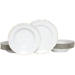 Creatable Tafelservice &raquo;Maria Theresia, Tafel-Service 12-tlg&laquo; Teller Set, Traditionelle Porzellanform gold Porzellan 12 Stk.