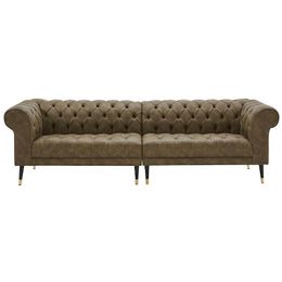 Home Affaire Chesterfield-Sofa &raquo;Tinnum&laquo; gr&uuml;n Luxus-Microfaser Vintageoptik (66% PU, 27% Polyester, 7% Baumwolle);Struktur weich( 97% Polyester, 3% 