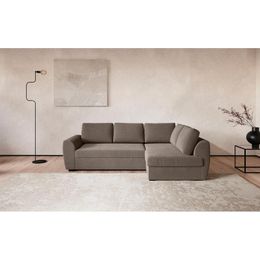 COTTA Ecksofa &raquo;Drift L-Form mit Ottomane, B: 253 cm&laquo; optional auch mit Schlaffunktion, Wellenunterfederung braun 96% POLYESTER (PES) 4% POLYAMID(PA) B