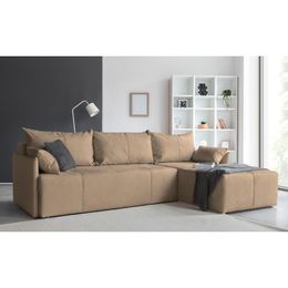 Collection AB Ecksofa &raquo;CAB L-Form, B: 263 cm&laquo; Schlaffunktion, Bettkasten & 2 Zierkissen, Federkern beige 100% Polyester B/H/T: 263cm x 84cm x 165cm, 