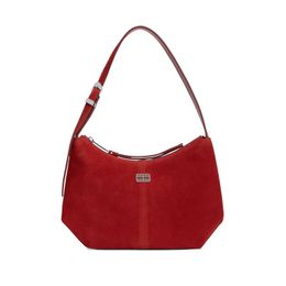 Tommy Jeans Damen Schultertasche &raquo;TJW SLOUCHY SUEDE SHOULDER BAG&laquo; Tragetasche, Schultertasche, Handtasche mit Ziernaht rot B/H/T: 29,5cm x 20cm x 1cm