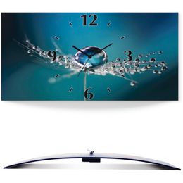 Artland Wanduhr &raquo;Pusteblume Tautropfen blau&laquo; wahlweise mit Quarz- oder Funkuhrwerk, lautlos ohne Tickger&auml;usche blau B/H/T: 60cm x 30cm x 0,3cm, Quarzuhr