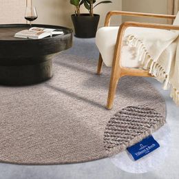 Villeroy & Boch Wollteppich &raquo;Francois&laquo; rund 7 mm H&ouml;he in rund, oval, L&auml;ufer, handgewebt, Wolle, Wohnzimmer, Schlafzimmer beige Wolle &Oslash; 160cm 1 Stk., 7mm, &Oslash; 160cm
