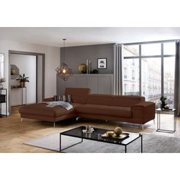 W.Schillig Ecksofa &raquo;piedroo, Designsofa mit tollem Sitzkomfort, bequem und elegant, L-Form&laquo; Kopfteilverstellung, wahlweise mit Sitztiefenverstellung, 