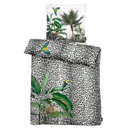 Apelt Bettw&auml;sche &raquo;Jungle&laquo; Regenwaldmotiv gr&uuml;n Satin (Bio-Baumwolle), Obermaterial: 100% Baumwolle B/L: 135cm x 200cm, 1 Stk., 1 Stk., Satin (Bio-