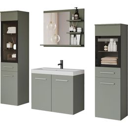 Welltime Badm&ouml;bel-Set &raquo;MADRIT&laquo; Komplett-Set, mit Waschbecken, 5 Stk. tlg. gr&uuml;n Holzwerkstoff B/H/T: 120cmcm x 131,5cmcm x 34,5cmcm
