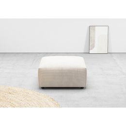 Home Affaire Hocker &raquo;Glimminge auch in Breitcord, Feincord und Easy care-Bezug&laquo; passend zur Serie "Glimminge" wei&szlig; 95% Polyester, 5% Nylon B/H/T: 80cm