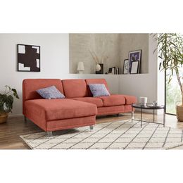 Sit & More sit&more Ecksofa &raquo;Clio L-Form&laquo; optional Schlaffunktion oder Vorziehsitz und Bettkasten, Federkern orange B/H/T: 246cm x 89cm x 165cm, Luxus-Microfaser