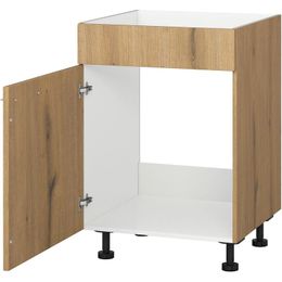 KOCHSTATION Sp&uuml;lenunterschrank &raquo;KS-Trea SPBL60&laquo; Breite 60 cm, H&ouml;he 75 cm braun eiche astig, B/H/T: 60cm x 75cm x 56cm, T&uuml;ren: 1 Stk. T&uuml;ranschlag links