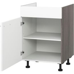 KOCHSTATION Kochfeldumbauschrank &raquo;KS-Trea KBL60&laquo; mit einem Einlegeboden, Breite 60 cm, H&ouml;he 75 cm wei&szlig; eichefarben grau, B/H/T: 60cm x 75cm x 56cm, 