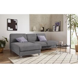 Sit & More sit&more Ecksofa &raquo;Clio L-Form&laquo; optional Schlaffunktion oder Vorziehsitz und Bettkasten, Federkern grau B/H/T: 246cm x 89cm x 165cm, Luxus-Microfaser 