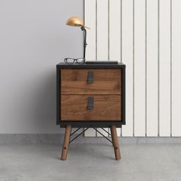 Home Affaire Nachttisch &raquo;RY&laquo; mit 2 Schubladen, Vollholzbeine, H&ouml;he 60 cm schwarz B/H/T: 43,4cm x 59,6cm x 40,1cm