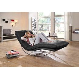 W.Schillig Relaxliege &raquo;daily dreams&laquo; in Waffelkissen-Optik, Schaukelgestell Chrom gl&auml;nzend, in 2 Breiten grau Longlife Xtra-Leder Z59: Glattleder mit 