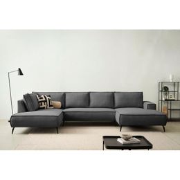 OTTO home Wohnlandschaft &raquo;TVINNU Cord, 354 cm&laquo; Recamiere rechts/links, schwarze Metallf&uuml;&szlig;e, bequeme Sitz-/Liegefl&auml;che B/H/T: 354cm x 83cm x 193cm, 