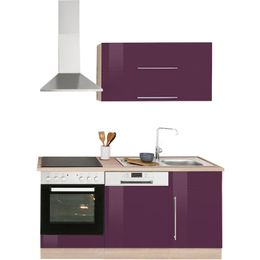 KOCHSTATION K&uuml;chenzeile &raquo;KS-Samos&laquo; Breite 170 cm, wahlweise mit E-Ger&auml;ten, mit Arbeitsplatte lila B/H/T: 170cm x 200cm x 60cm, ohne E-Ger&auml;te