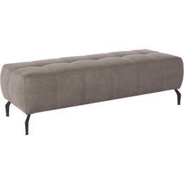 DOMO collection Hocker &raquo;Trento, mit Kufenfu&szlig; oder Einzelfu&szlig;&laquo; Fu&szlig;h&ouml;he passend f&uuml;r g&auml;ngige Saugroboter! grau 100% Polyester;Struktur fein (100% 