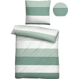 Biberna Bettw&auml;sche &raquo;Antonia&laquo; 2 Stk. feiner Glanz + weicher Griff, pflegeleicht, ganzj&auml;hrig einsetzbar, RV gr&uuml;n Mako-Satin, Obermaterial: 100% Baumwolle B/L: 