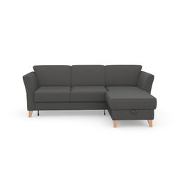 Sit & More sit&more Ecksofa &raquo;Visby L-Form&laquo; Wahlweise mit Schlaffunktion und Bettkasten, frei im Raum stellbar grau B/H/T: 248cm x 87cm x 162cm, Luxus-Microfaser 