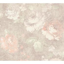 Livingwalls living walls Vliestapete &raquo;Secret Garden&laquo; floral gebl&uuml;mt Tapete Blumen rot Vinyl, Vlies B/L: 0,53m x 10,05m
