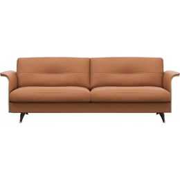 FLEXLUX 3-Sitzer &raquo;Glow, super bequem durch hochwertigem Sitzaufbau mit Federkern&laquo; Modernes skandinavisches Design braun 100% Echteder B/H/T: 224cm x 