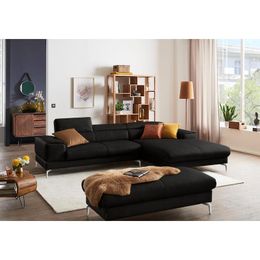 W.Schillig Polsterhocker &raquo;piedroo&laquo; F&uuml;&szlig;e in Chrom gl&auml;nzend schwarz Longlife Xtra-Leder Z59: Glattleder mit modischer Pr&auml;gung. Hautst&auml;rke 0, 9 - 1, 1 mm