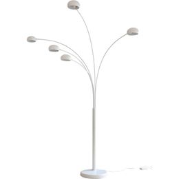 Salesfever Stehlampe &raquo;Flemming&laquo; E14 1 Stk. 5 bewegliche Arme, Dimmschalter, echter Marmorfu&szlig; wei&szlig; 5, H: 205cm, 1 Stk.