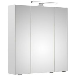 Spiegelschrank &raquo;Quickset Badschrank, 3 Spiegelt&uuml;ren, 6 Einlegeb&ouml;den, 65 cm breit&laquo; inkl. LED-Beleuchtung, T&uuml;rd&auml;mpfer, Schalter-/Steckdosenkombination 