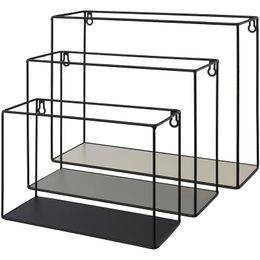 Creativ home Deko-Wandregal &raquo;Wandregal&laquo; 3 Stk. tlg. schwarz B/H/T: 40cm x 30cm x 13cm