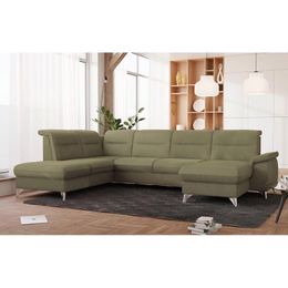 Sit & More sit&more Wohnlandschaft &raquo;Astoria U-Form&laquo; wahlweise mit motorischer Relaxfunktion gr&uuml;n 100% Polyester B/H/T: 327cm x 91cm x 225cm, Flachgewebe, 