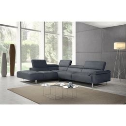 Egoitaliano Ecksofa &raquo;Malika, elegant und bequem, Designsofa, L-Form&laquo; mit Ottomane, inkl. Kopfteilverstellung und chromfarbenen Metallf&uuml;&szlig;en grau B/H/T: 300cm x 
