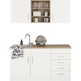 KOCHSTATION Pantryk&uuml;che &raquo;KS-Mali&laquo; Breite 150 cm, wahlweise mit E-Ger&auml;ten wei&szlig; B/H/T: 150cm x 200cm x 60cm, ohne E-Ger&auml;te
