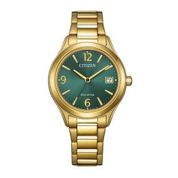 Citizen Damen Solaruhr &raquo;Elegance&laquo; Armbanduhr, Damenuhr, Edelstahlarmband, analog, Big Date Einheitsgr&ouml;&szlig;e