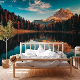 A.S. Cr&eacute;ation Vliestapete &raquo;Fototapete Bergsee Alpen Panorama Herbstlandschaft&laquo; matt strukturiert blau Vlies B/L: 2,55m x 3,5m, Rollen: 1