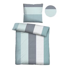 Bettw&auml;sche &raquo;0380339&laquo; 2 Stk. Nicki, kuschelig + flauschig, temperaturausgleichend, b&uuml;gelfrei, RV blau Fleece, Obermaterial: 100% Polyester B/L: 135cm x