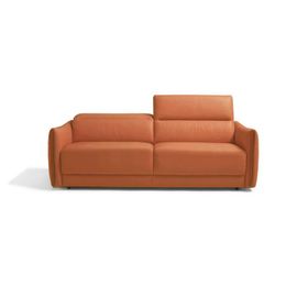 Egoitaliano Schlafsofa &raquo;FOX, Made in Italy-Designsofa mit Dauerschlaffunktion,Breite 216 cm&laquo; Schlafsofa aus Echtleder Bull mit verstellbaren Kopfst&uuml;tzen orange 