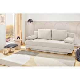 Jockenh&ouml;fer Schlafsofa &raquo;Felix, B: 205 cm, Liegefl. 155x201 cm, Dauerschlafsofa, inkl. Topper&laquo; inklusive Schlaffunktion und Bettkasten, Federkernpolsterung beige 