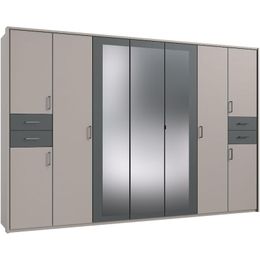 wimex Dreht&uuml;renschrank &raquo;Vegas&laquo; inklusive Passepartout-Rahmen, mit Spiegelt&uuml;ren und Schubladen schwarz Holzwerkstoff B/H/T: 316cm x 210cm x 58cm, Schubladen: