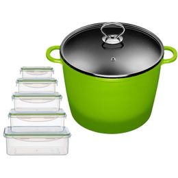 King Suppentopf Set, 12 Stk. tlg. Aluminiumguss gr&uuml;n &Oslash; 24cm + H&ouml;he 18cm