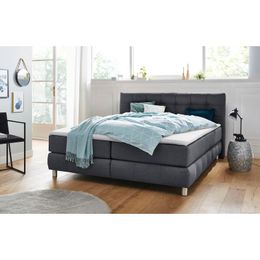 Home Affaire Boxspringbett &raquo;Salo&laquo; incl. Topper, 6 Breiten, 2 H&auml;rtegrade, TFK auch in H&auml;rtegrad 4 grau Struktur (100% Polyester);Bezug der 