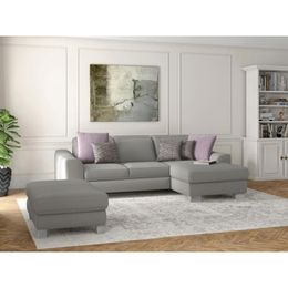 Sit & More sit&more Ecksofa &raquo;Dundee L-Form&laquo; mit Federkern und Edelstahlf&uuml;&szlig;en, wahlweise mit Kopfteilverstellung silber B/H/T: 264cm x 86cm x 175cm, Luxus-