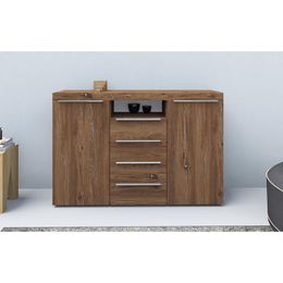 borchardt M&ouml;bel borchardt M&ouml;bel Highboard &raquo;Durban, Breite 139cm, Kommode mit gl&auml;nzenden Metallgriffen&laquo; viel Stauraum, T&uuml;ren und Schubladen, Einlegeb&ouml;den verstellbar 