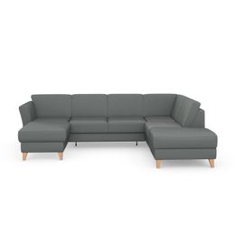 Sit & More sit&more Wohnlandschaft &raquo;Visby U-Form&laquo; wahlweise mit Schlaffunktion und Stauraum, frei im Raum stellbar grau B/H/T: 303cm x 87cm x 213cm, Chenille, 