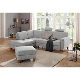 OTTO home Ecksofa &raquo;Alta L-Form&laquo; mit Federkern und Kontrastnaht, F&uuml;&szlig;e Buche eichefarben silber Struktur ( 100% Polyester);Struktur fein ( 100% 