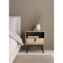 Home Affaire Nachttisch &raquo;RY&laquo; Breite/H&ouml;he 53/60 cm, 1 offenes Fach, 1 Schublade braun B/H/T: 53,3cm x 59,6cm x 40,1cm