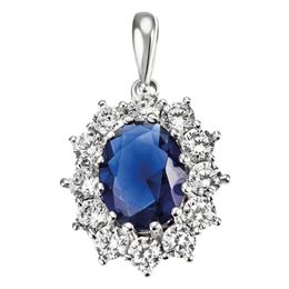 Firetti Damen Kettenanh&auml;nger &raquo;Schmuck Geschenk Silber 925 Halsschmuck Anh&auml;nger Lady D Diana Royal&laquo; mit Glasstein, Zirkonia (synth.) blau Silber 925 (