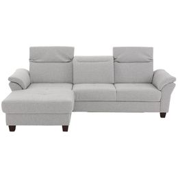 OTTO home Ecksofa &raquo;Solvei L-Form&laquo; mit Recamierenabschlu&szlig; und Sitztiefenverstellung silber Struktur (100% Polyester);Luxus-Microfaser Lederoptik (100% 