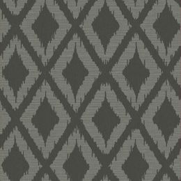 WOW Vliestapete &raquo;Ikat Grau&laquo; gepr&auml;gt FSC zertifiziert, mit lebhaftem Druck, 10 Meter L&auml;nge grau Vlies B/L: 0,52m x 10m, Rollen: 1