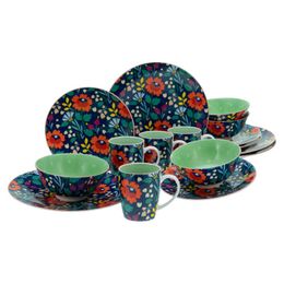 Creatable Kombiservice &raquo;Folklore Blau, Kombi-Service 16 tlg&laquo; Blumenmotive bunt Steinzeug 16 Stk.