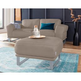 W.Schillig Hocker &raquo;montanaa&laquo; mit Metallkufen in Silber matt, Breite 71 cm braun B/H/T: 71cm x 42cm x 71cm, Longlife Xtra-Leder Z59